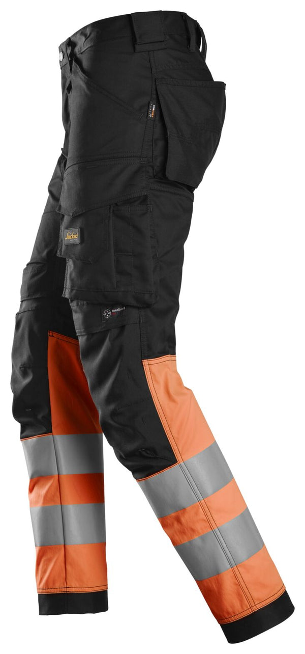 6334 | Snickers | Warnschutz Stretch Hose (High-Vis Kl. 1) in Slim Fit ...
